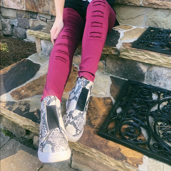 Outwoods | Shoes | Nwt Snake Nude Combo Hidden Wedge Sneaker | Poshmark
